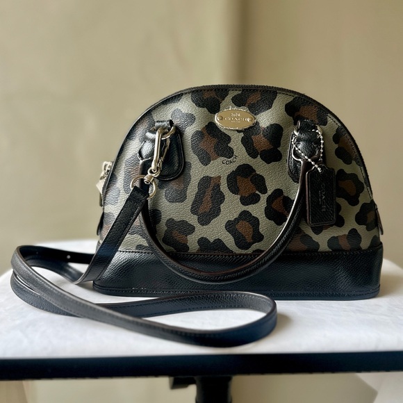 Coach | Bags | Coach Mini Cora Ocelot Print Domed Satchel Crossbody ...